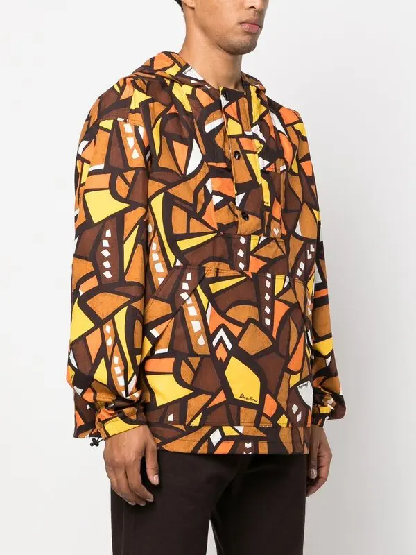 Moschino Abstract Pattern Hooded Windbreaker Jacket