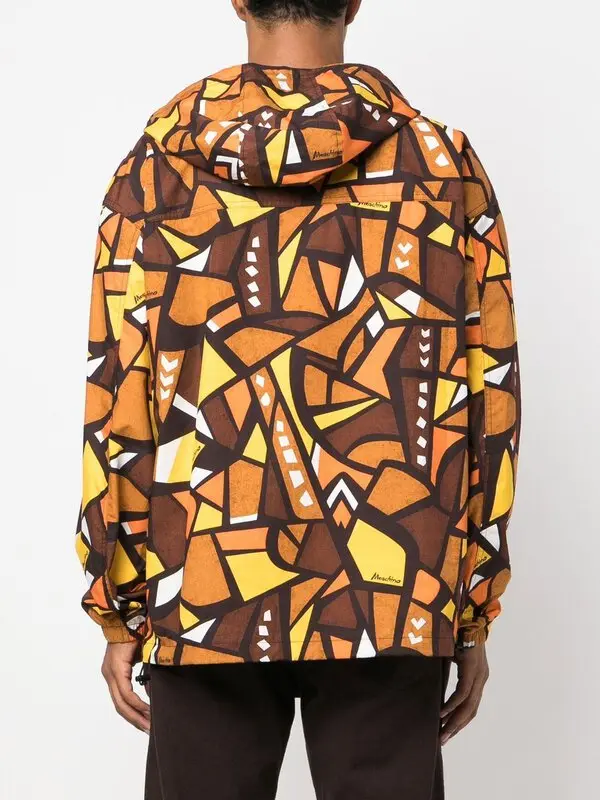 Moschino Abstract Pattern Hooded Windbreaker Jacket