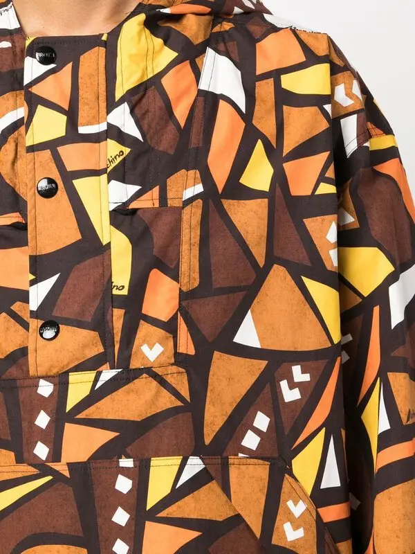 Moschino Abstract Pattern Hooded Windbreaker Jacket