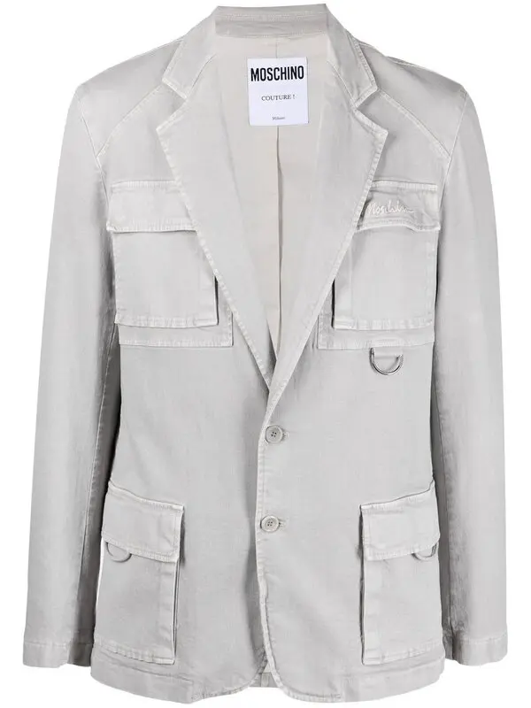 Moschino Military-style Cotton Safari Jacket - Grey