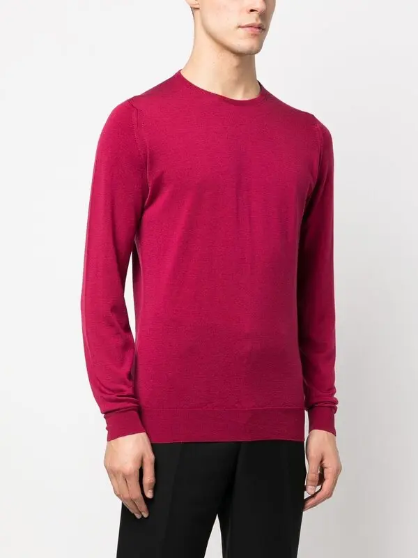 John Smedley Round Neck Knit Jumper - Pink