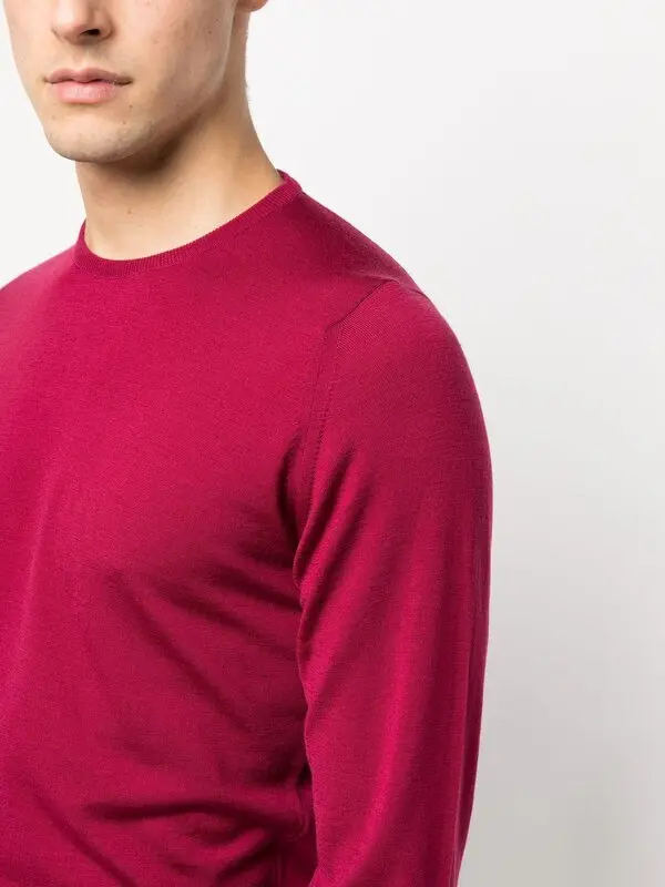 John Smedley Round Neck Knit Jumper - Pink