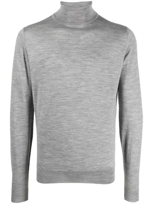 John Smedley Roll-neck Knit Jumper - Grey