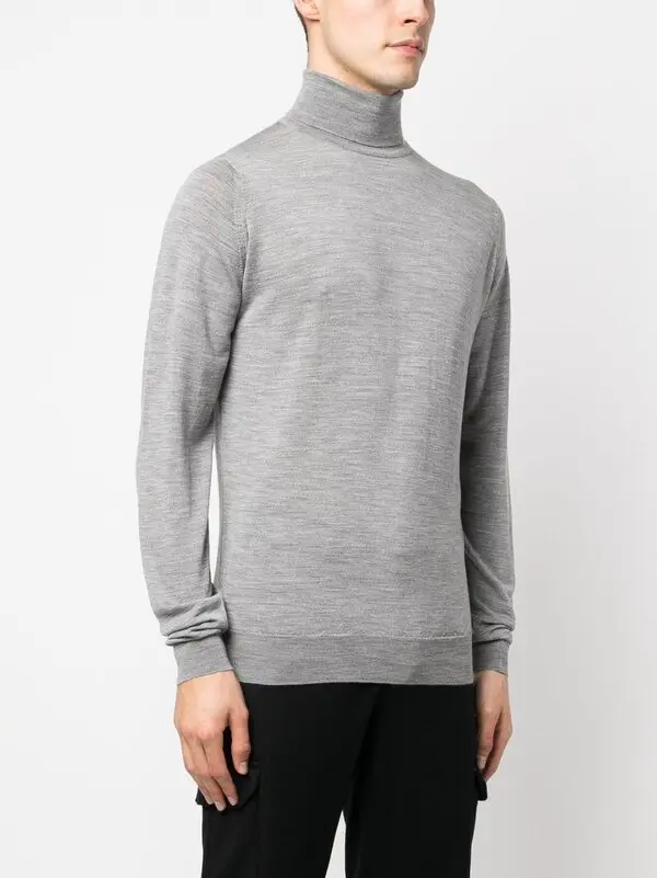 John Smedley Roll-neck Knit Jumper - Grey