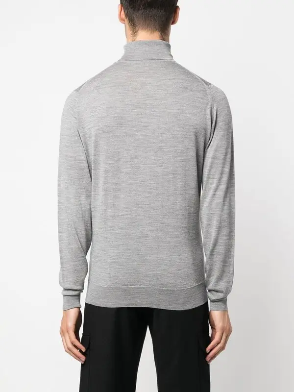 John Smedley Roll-neck Knit Jumper - Grey