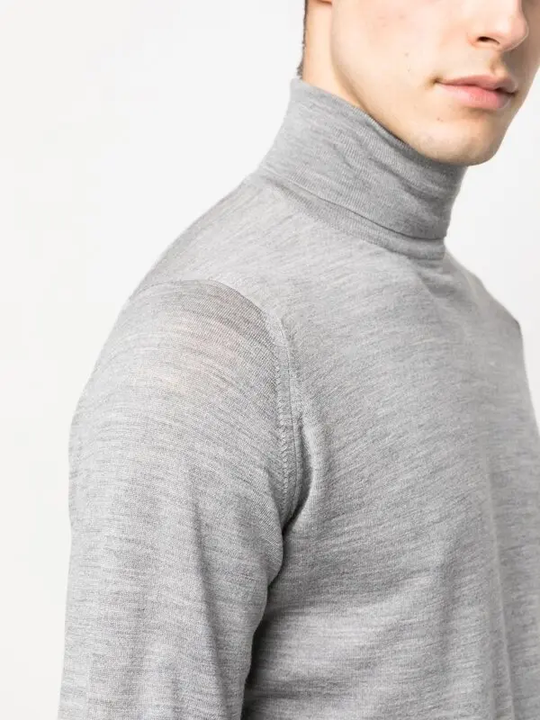 John Smedley Roll-neck Knit Jumper - Grey