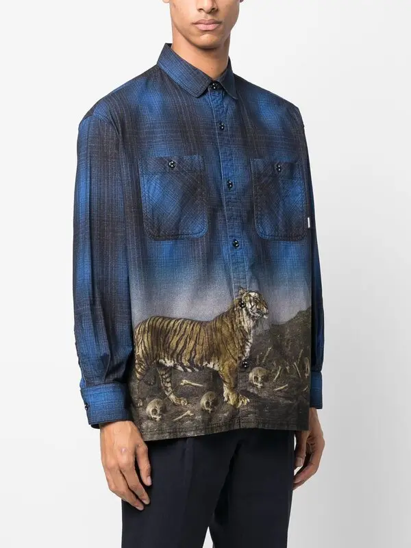 NEIGHBORHOOD Tiger-print Visual-effect Shirt
