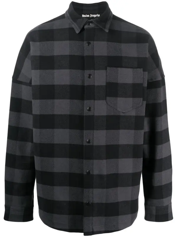 Palm Angels Check-print Cotton Shirt - Black