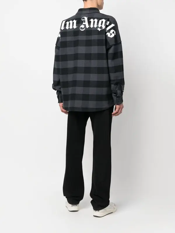 Palm Angels Check-Print Cotton Shirt - Black - 49% Off | Editorialist