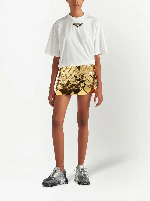 Prada Logo-Embroidered Jersey T-Shirt - White | Editorialist