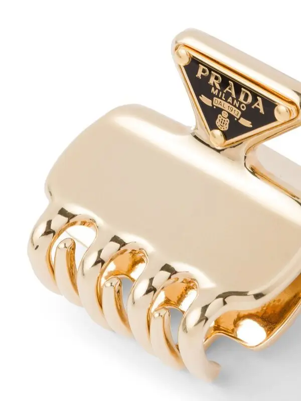 Prada Triangle-logo Claw Clip - Gold