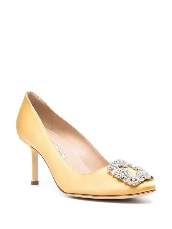 Manolo Blahnik Hangisi 70mm Crystal-buckle Pumps - Yellow