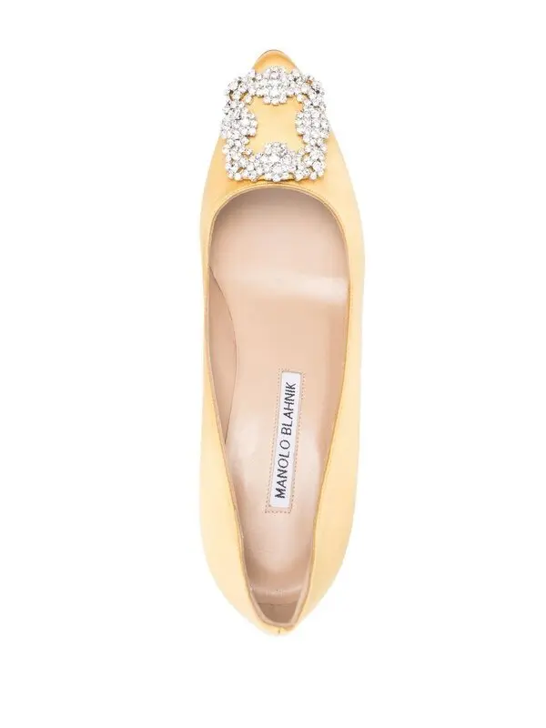 Manolo Blahnik Hangisi 70mm Crystal-buckle Pumps - Yellow