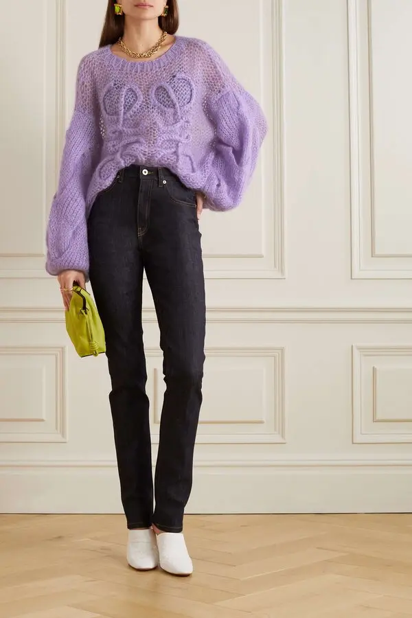 Loewe Anagram Open-knit Mohair-blend Sweater