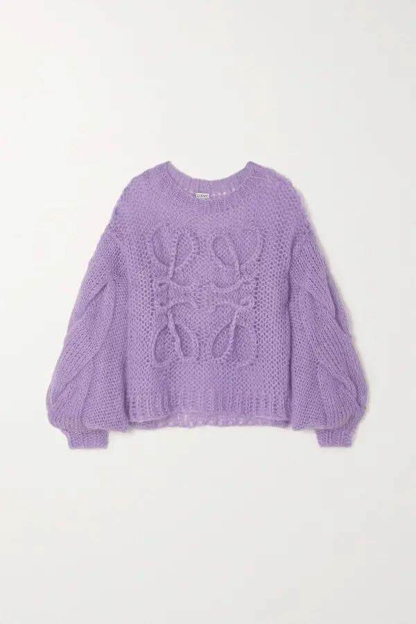 Loewe Anagram Open-knit Mohair-blend Sweater