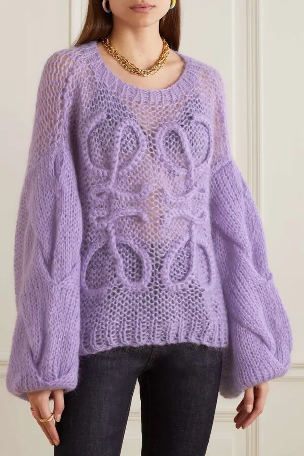 Loewe Anagram Open-knit Mohair-blend Sweater