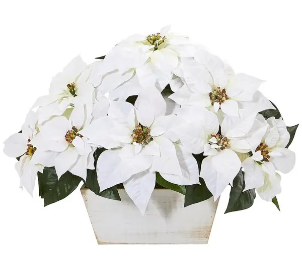 NEARLY NATURAL 16' Poinsettia Artificial Arrangement By - One-color