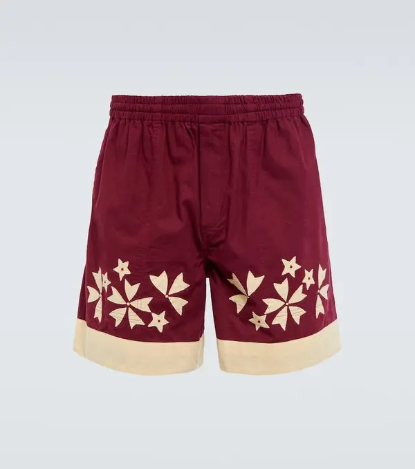BODE Moonflower Appliqué Cotton Shorts