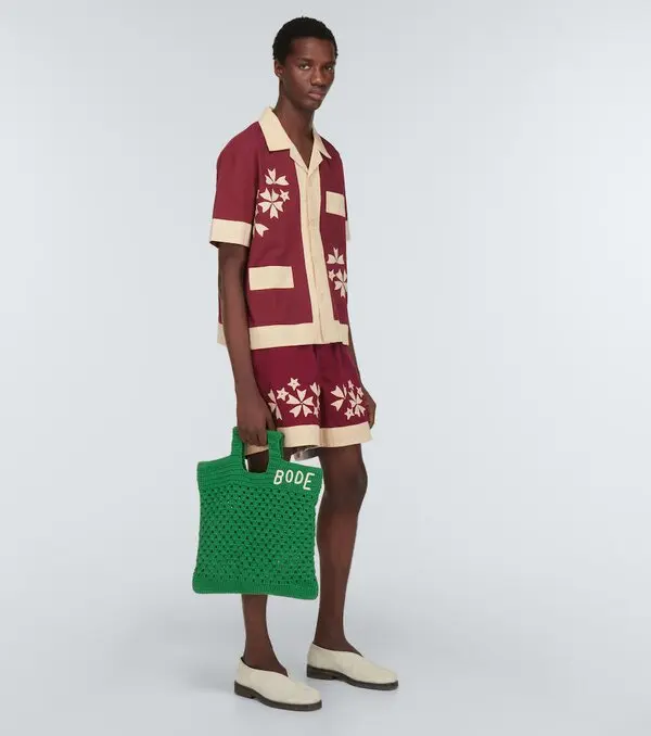 BODE Moonflower Appliqué Cotton Shorts