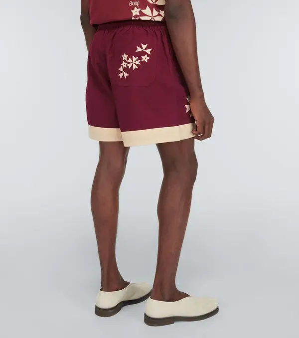 BODE Moonflower Appliqué Cotton Shorts
