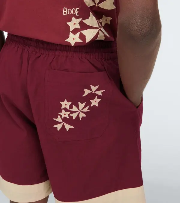 BODE Moonflower Appliqué Cotton Shorts