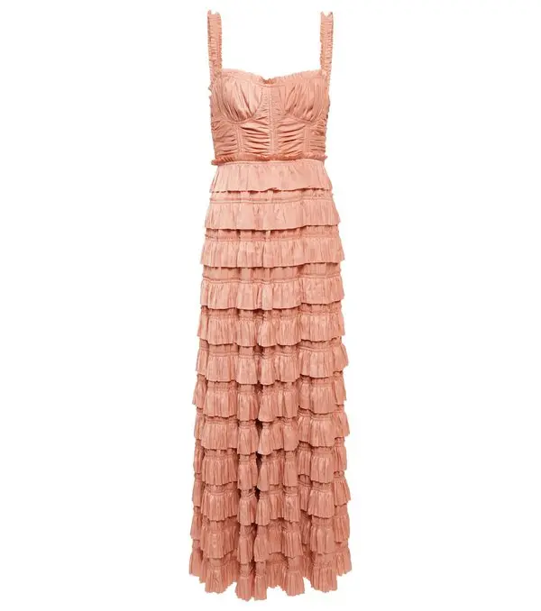 ulla johnson pink maxi dress Ulla Johnson Florence Sleeveless Silk Dress in Blush