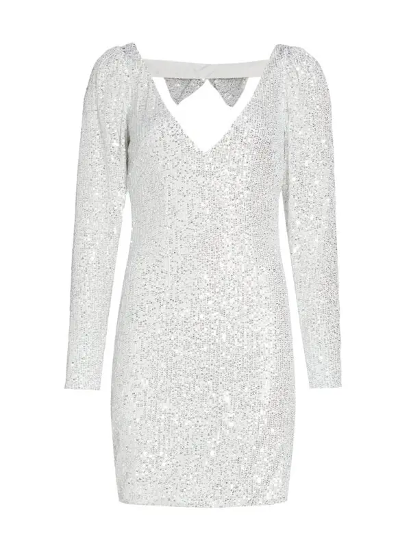 Caroline Constas Sequin Jersey Bow Minidress - White