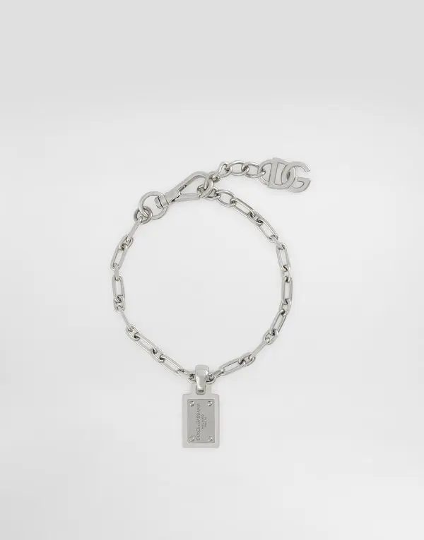 Dolce & Gabbana Bracelet With Logo Tag - Silver