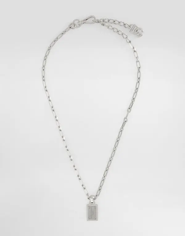 Dolce & Gabbana Logo Tag Necklace - Silver