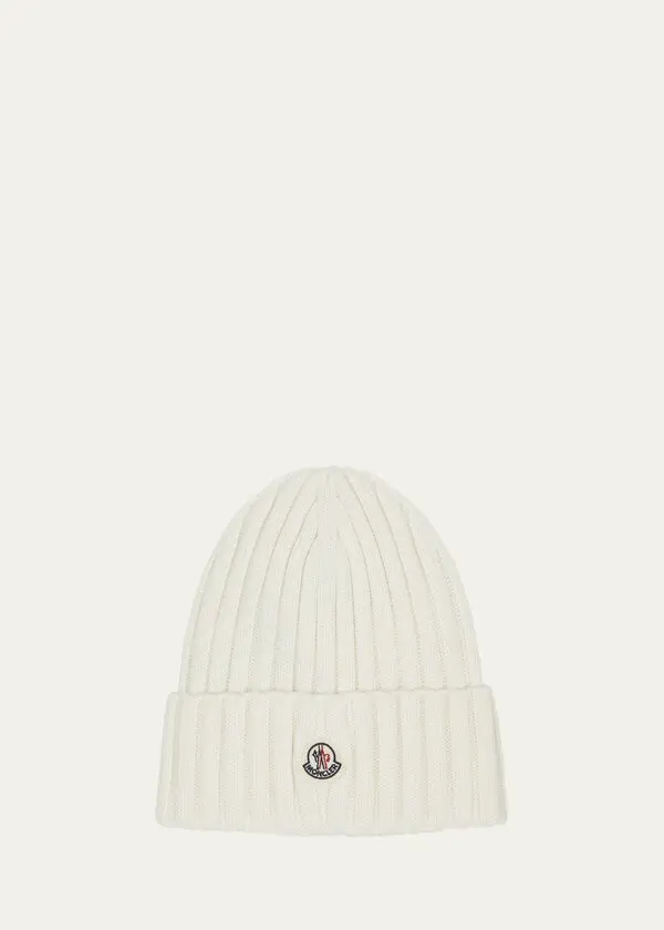 Moncler Ribbed Wool Beanie - White