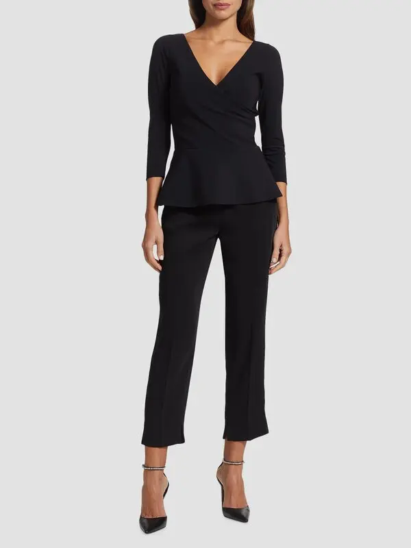Chiara Boni La Petite Robe Poppy V-neck Peplum Top - Black