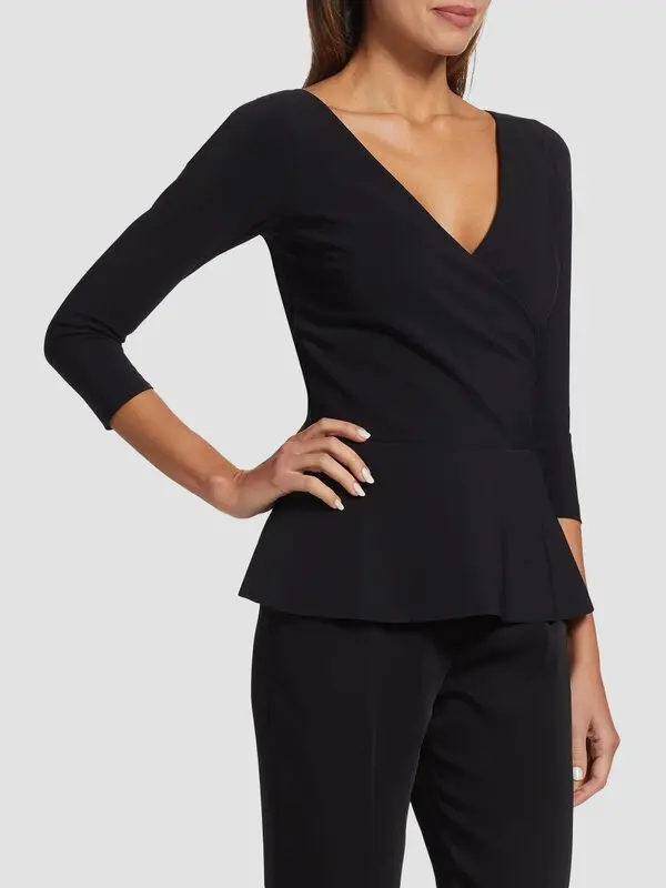 Chiara Boni La Petite Robe Poppy V-neck Peplum Top - Black