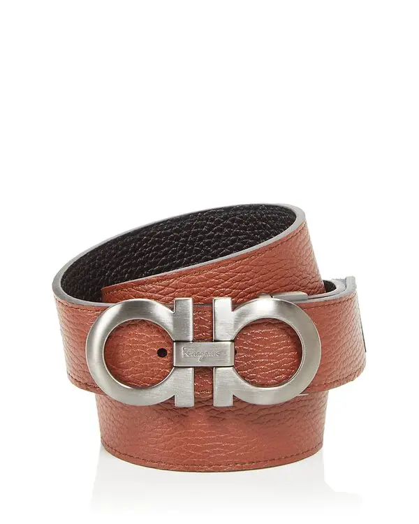 FERRAGAMO Double Gancini Reversible Belt - Cappuccino
