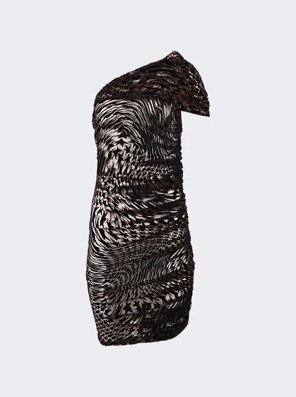 MUGLER Printed Mesh Mini Dress - Nude And Black