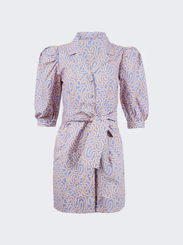 Lhd The Casitas Mini Dress - Blue Squiggle