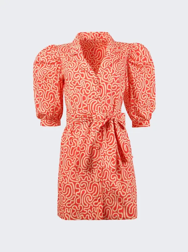 Lhd The Casitas Mini Dress - Orange Squiggle
