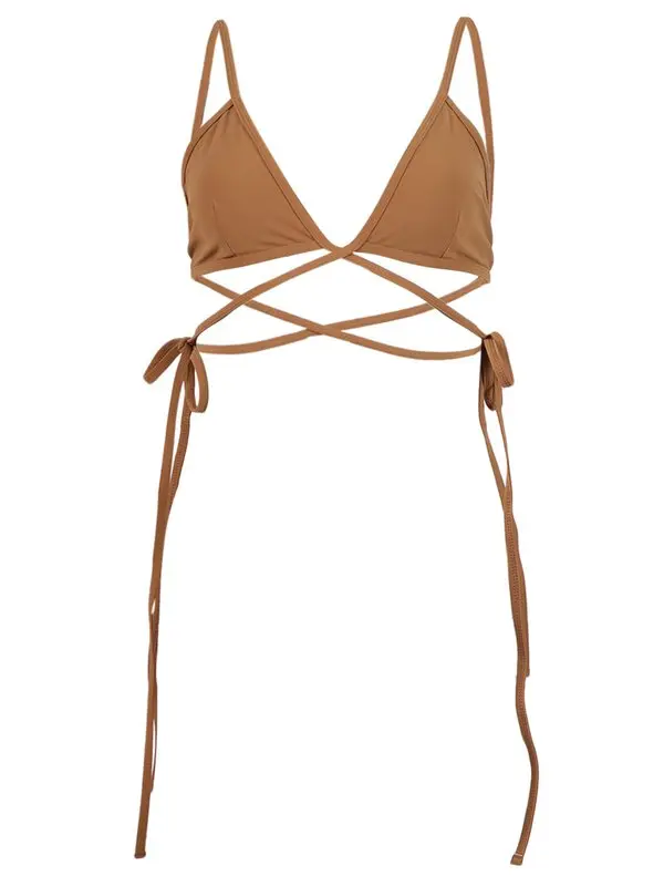 Christopher Esber Looped Tie Bikini Top - Suede