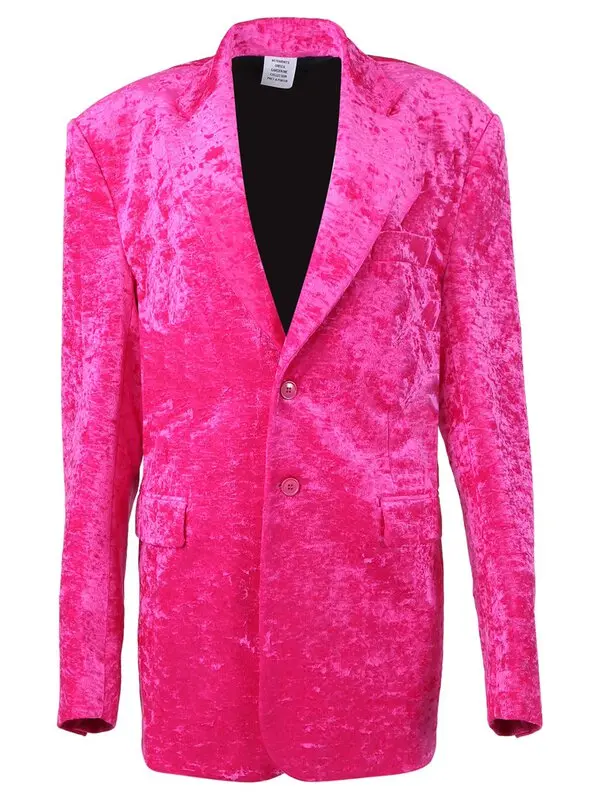 Vetements Boxy Single-breasted Velvet Tailored Jacket - Pink