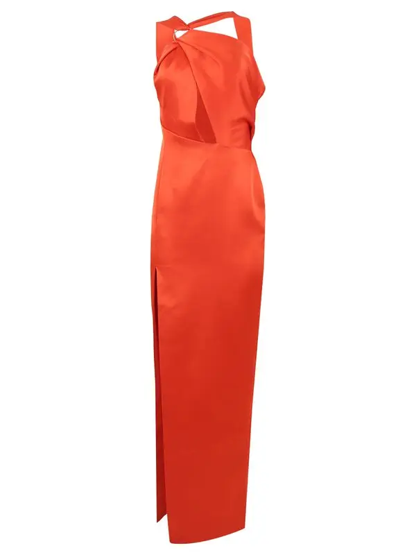 RASARIO Draped Satin Gown With Cut-out