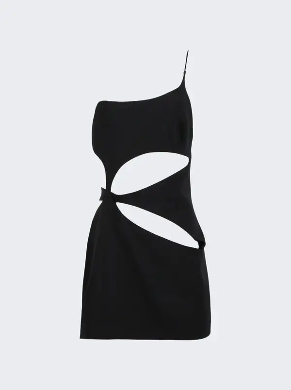 MONOT Single Strap Asymmetric Cutout Mini Dress - Black