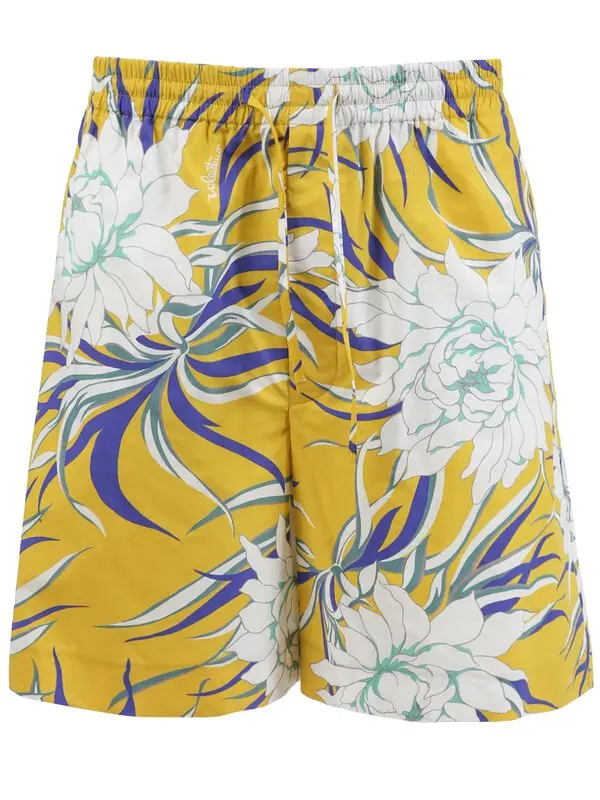 Valentino Garavani Peony Print Bermuda Short - Yellow Purple And White