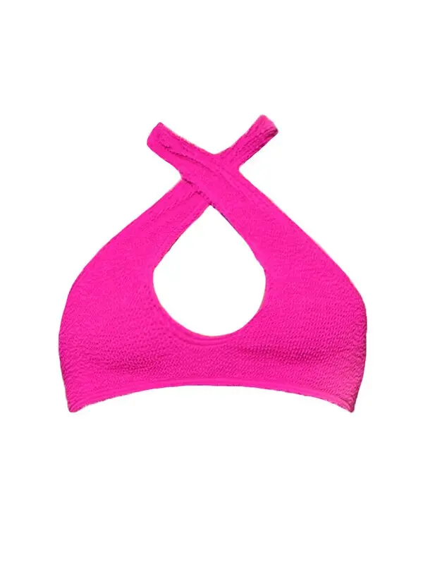 Bond Eye Carmen Crop Eco Bikini Top - Bright Pink