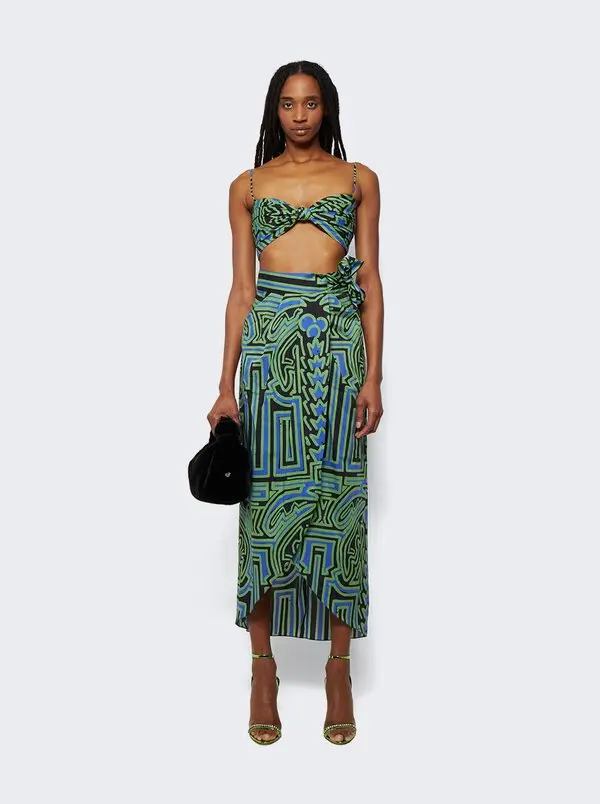 Johanna Ortiz Dialecto Tropical Wrap Skirt - Black