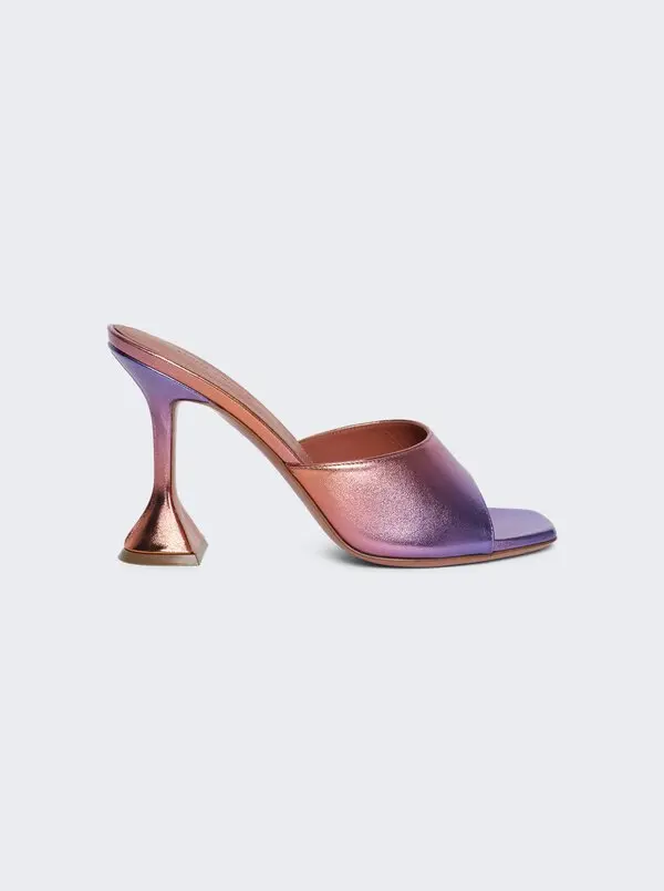Amina Muaddi Lupita Metallic Leather Slipper Sandals - Sunset Ombre