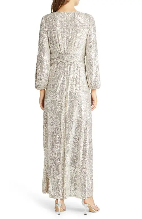 Pisarro Nights Sequin Long Sleeve A-line Gown