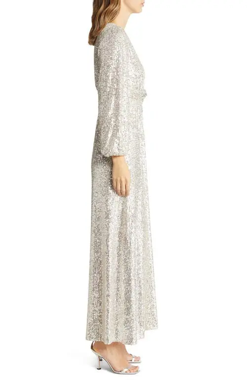 Pisarro Nights Sequin Long Sleeve A-line Gown