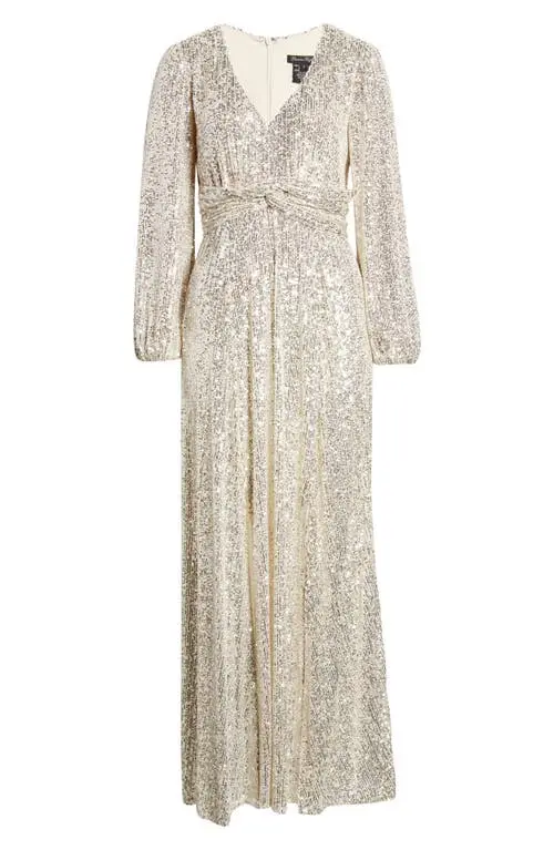 Pisarro Nights Sequin Long Sleeve A-line Gown