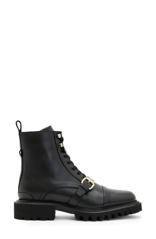 ALLSAINTS Tori Lug Sole Combat Boot - Black/warm Brass