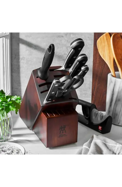 ZWILLING Pro 7-piece Knife Block Set With Bonus Sharpener - Brown