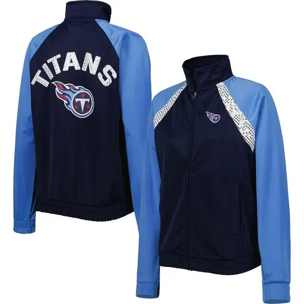 G-III 4HER BY CARL BANKS Light Blue Tennessee Titans Confetti Raglan Full-zip Track Jacket - Navy